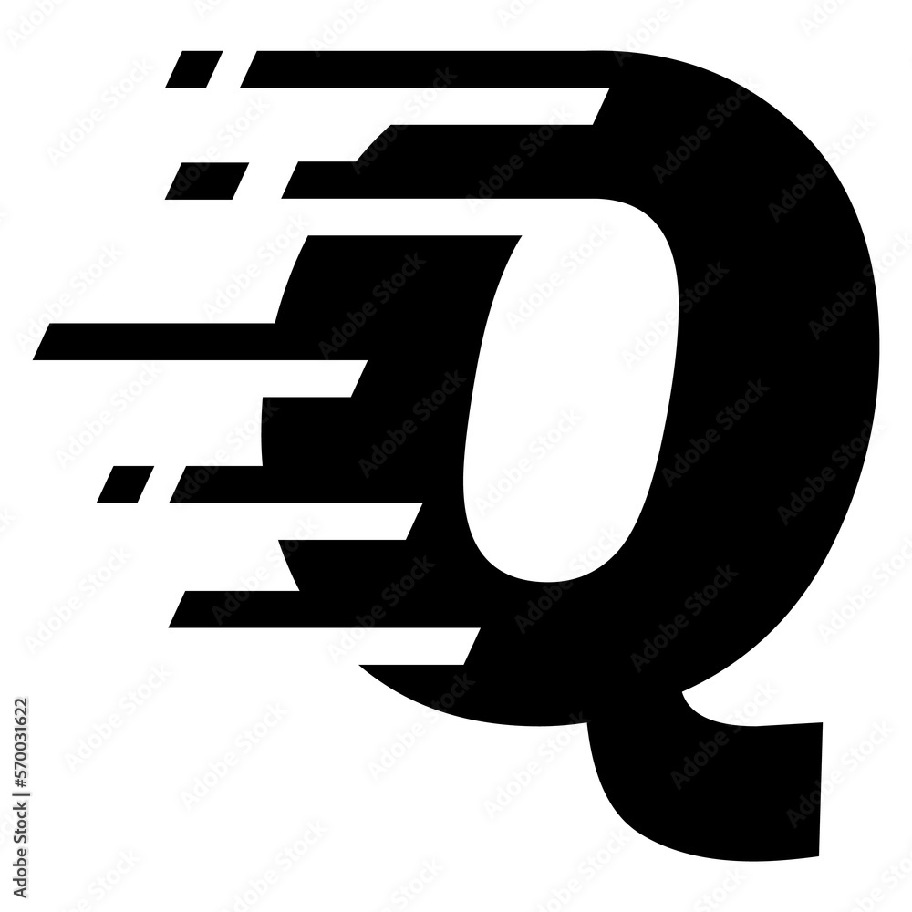 Símbolo rapidez. Logo aislado con letra inicial Q con líneas de ...