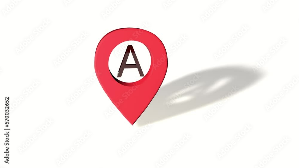 Map pointer pin isolated on white background. Red location icon set. 3D rendering Stock Video ...