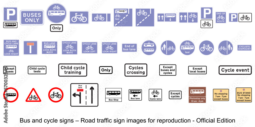 Bus and cycle signs – Road traffic sign images for reproduction ...