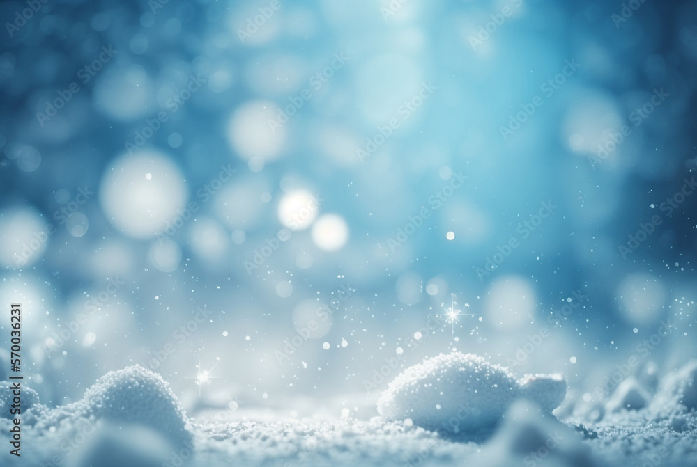 Winter snow background, with beautiful light and snow flakes on the ...