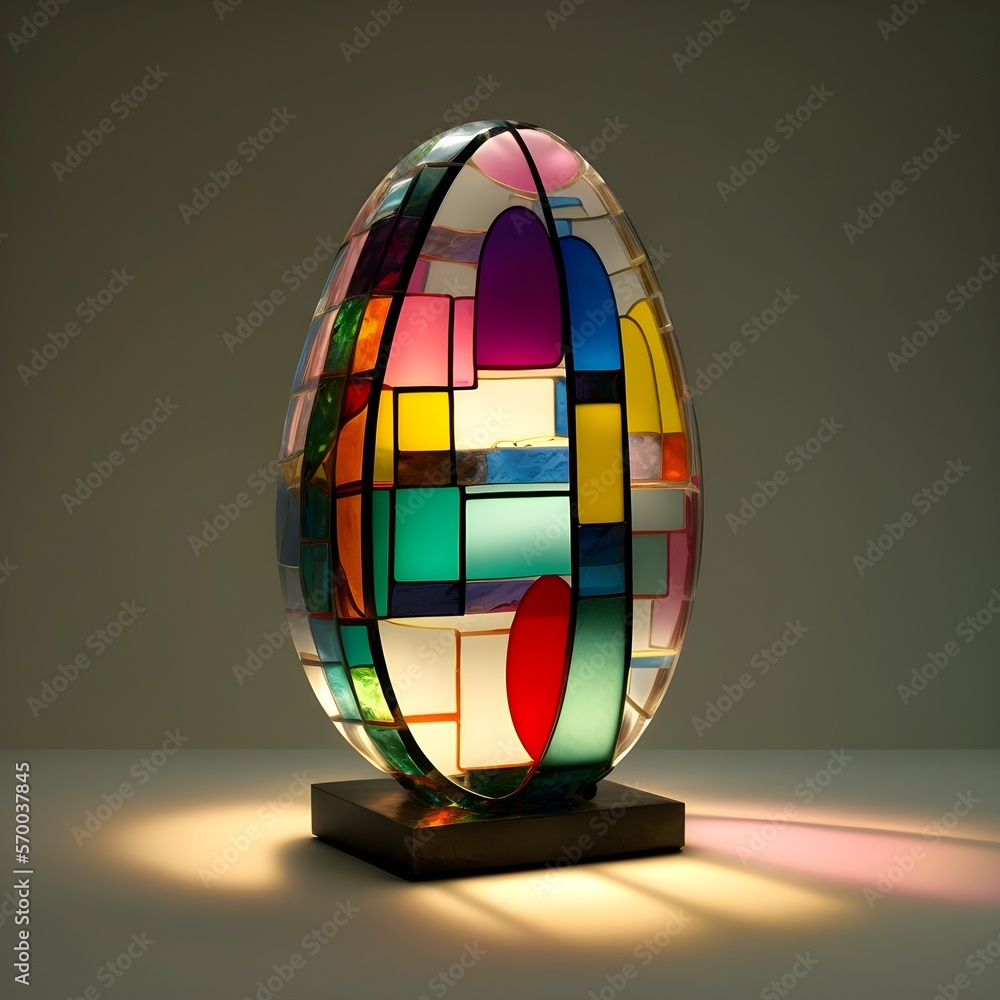 a fasceted glass easter egg filled by sculptures created by paul klee ...