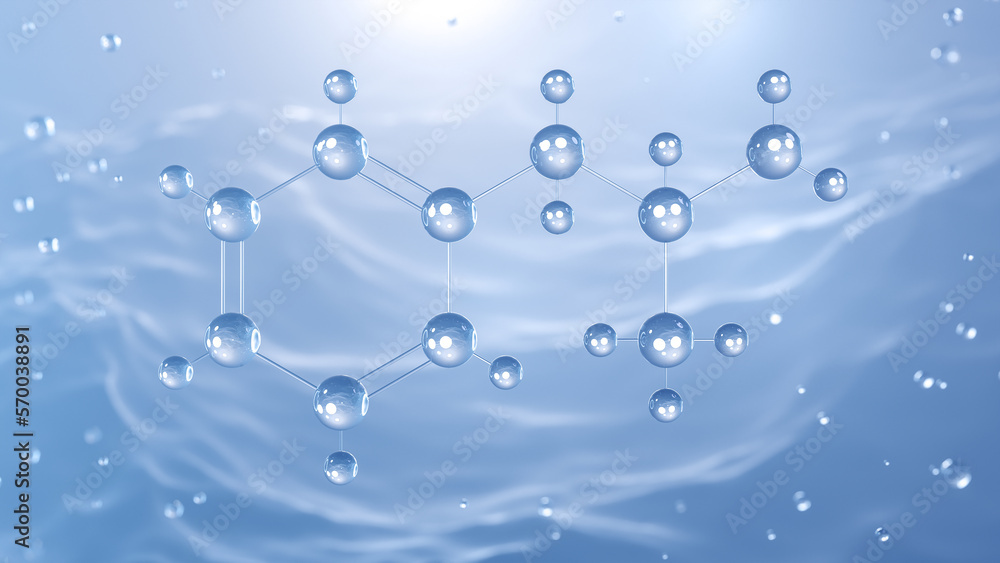 amphetamine molecular structure, 3d model molecule, cns stimulant, structural chemical formula ...