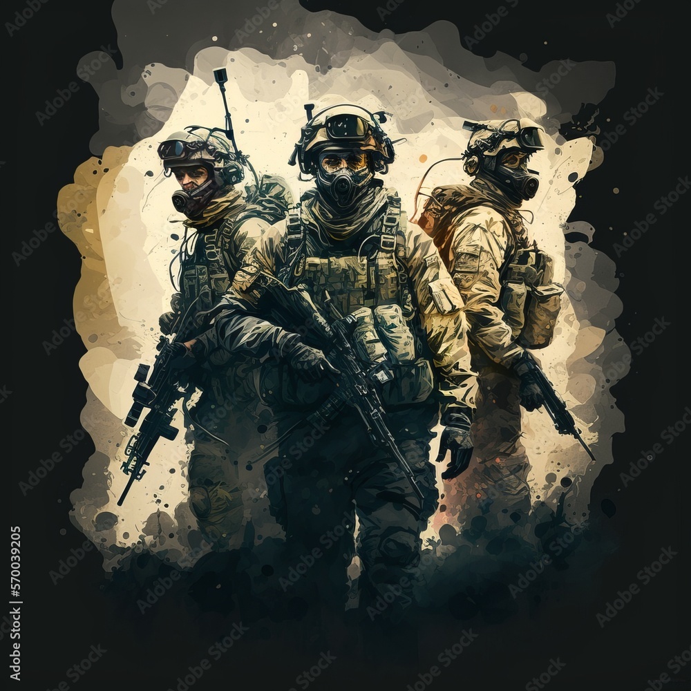 Special Forces Military Unit in Full Tactical Gear, Wartime ...