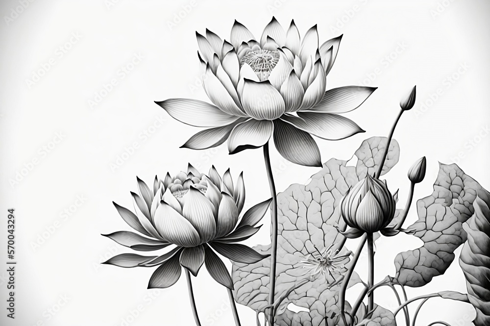 Lotus flower drawing 3 -Illustration Stock Illustration | Adobe Stock