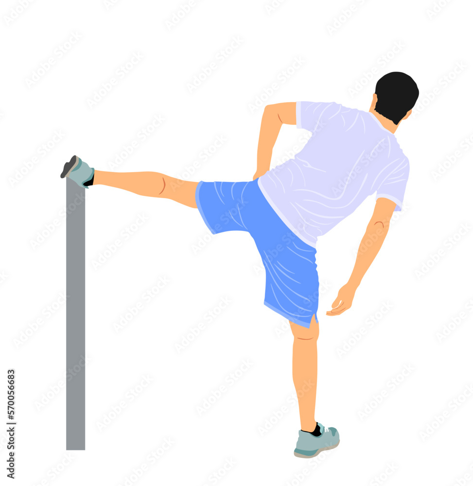 Soccer player stretching vector illustration isolated on white ...