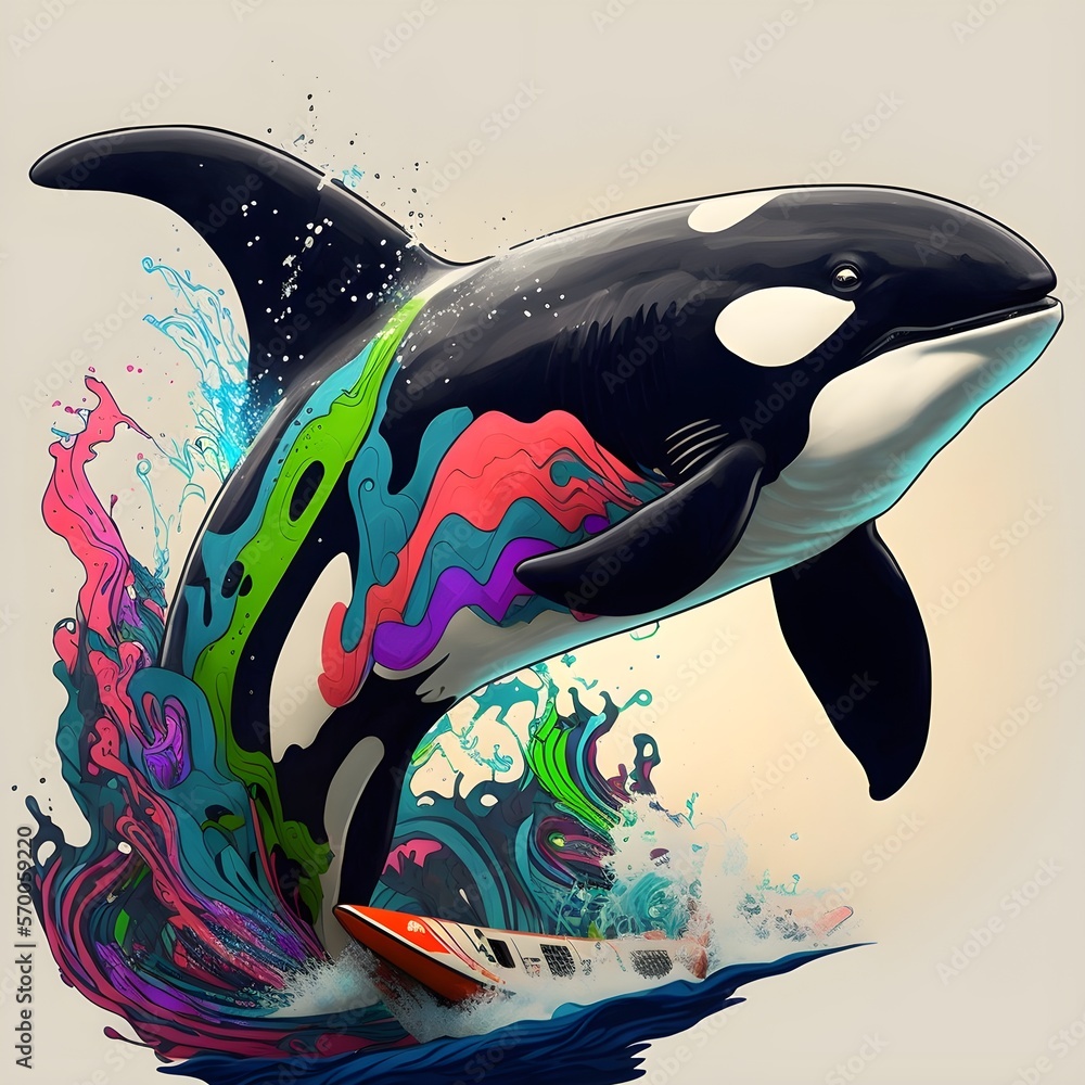 Orca whale with waves Samurai Assasin Photorealistic hyper detailed ...