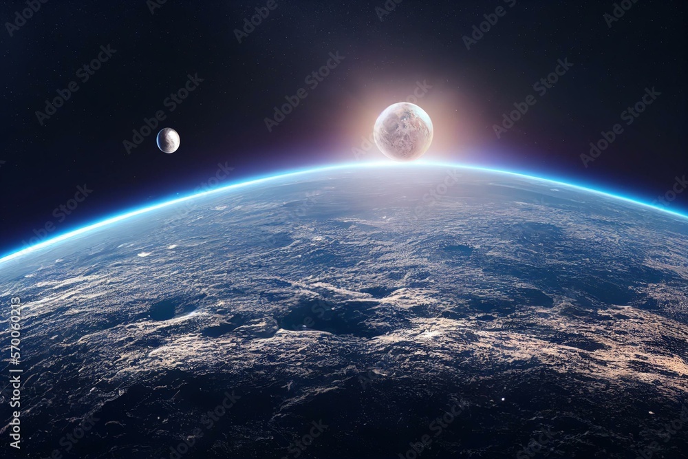 360 degree space background with Planet Earth and Moon 12K ...