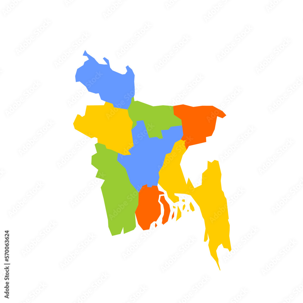 Bangladesh political map of administrative divisions - divisions. Blank ...