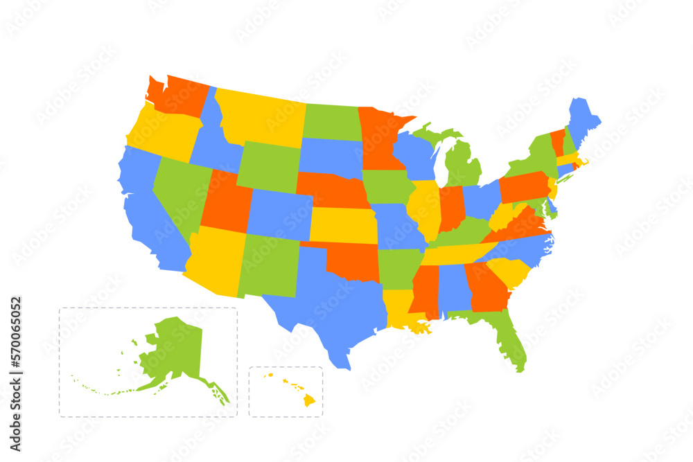 United States of America political map of administrative divisions ...