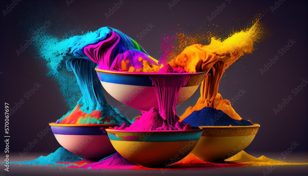 Holi Gulal color powder. Organic traditional Indian colors in flying ...