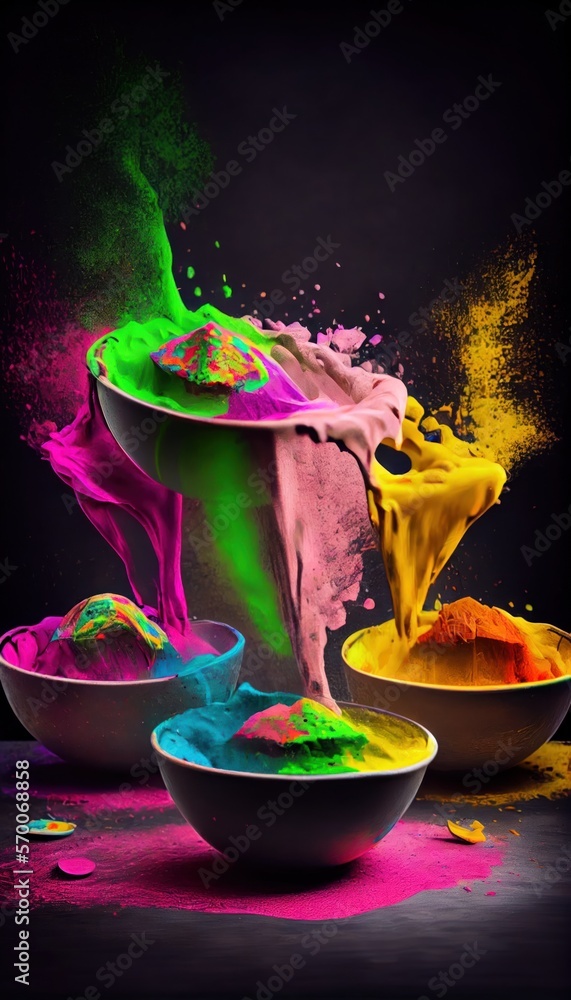 Holi Gulal color powder. Organic traditional Indian colors in flying ...