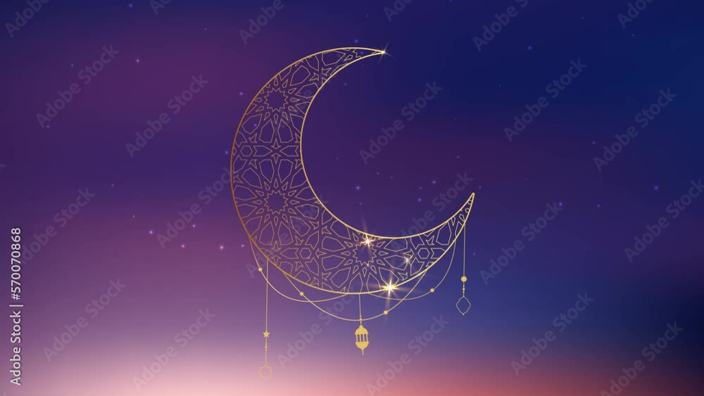 Outstanding elegant 4K gold moon motion design with Morocco style ...