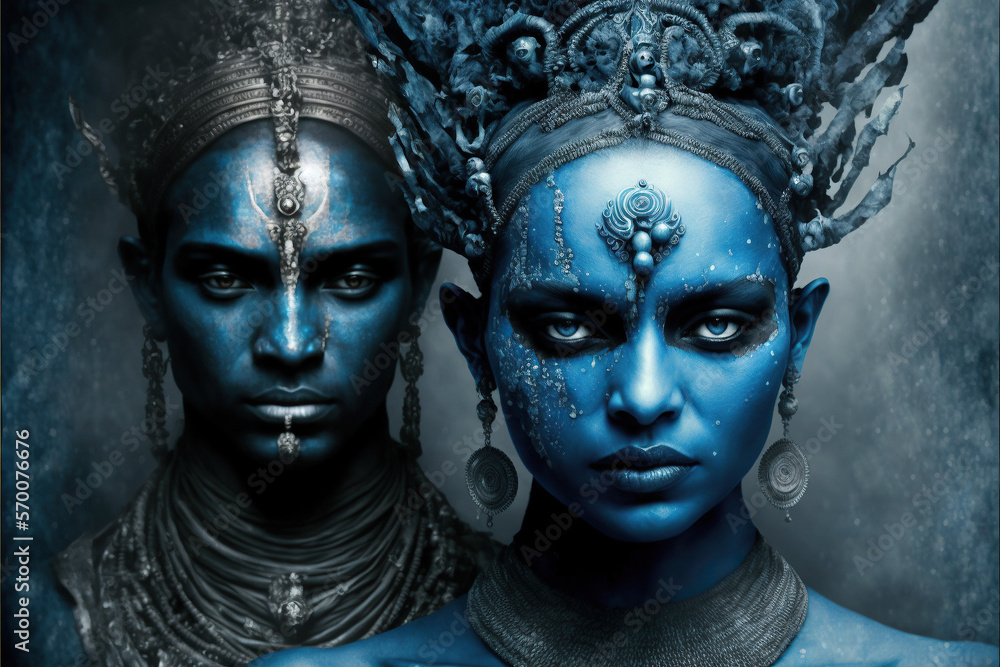 Blue Skinned Vedic Religion and Hindu Gods created with Generative AI ...