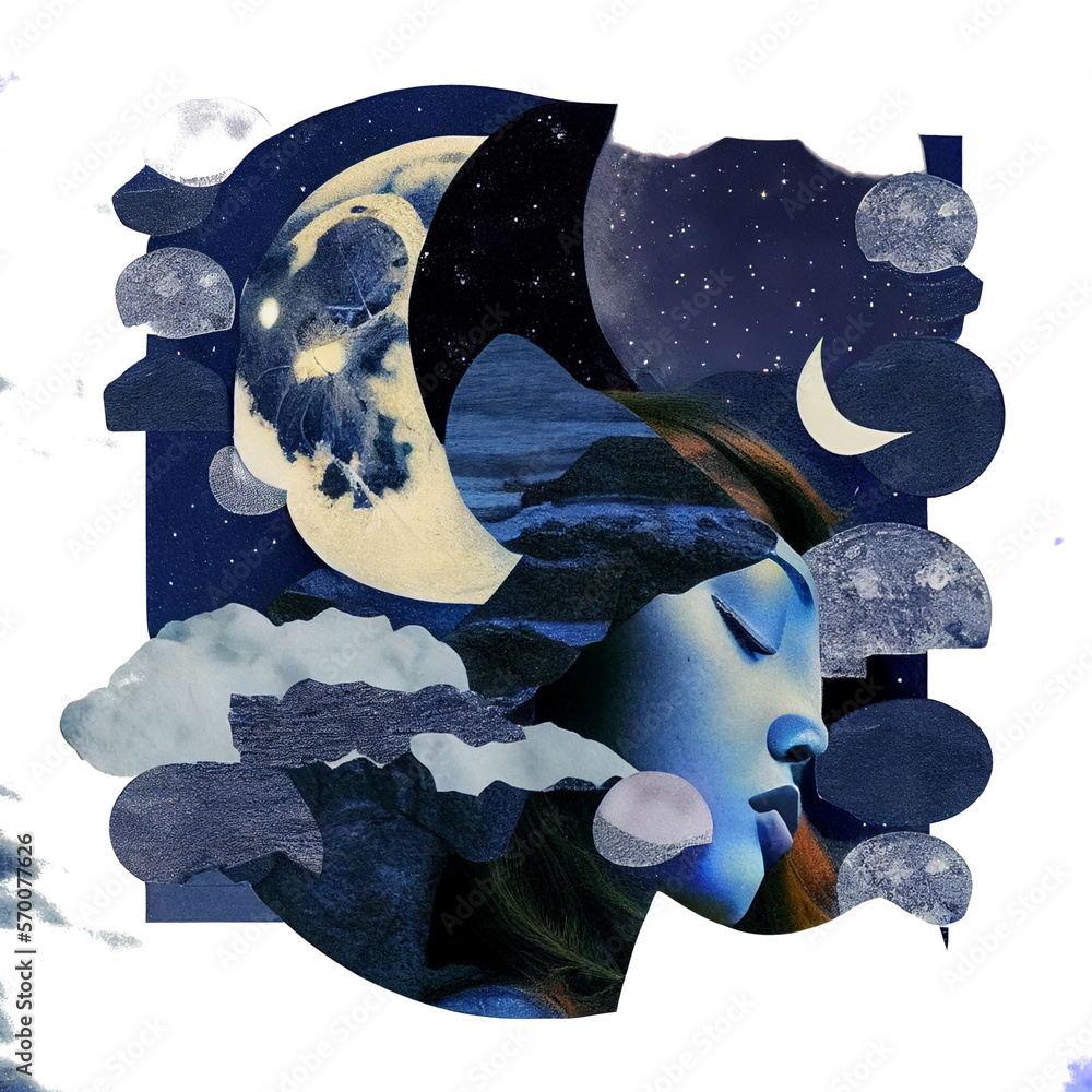 transparent background Sleepy head face in the moon illustration sleep ...