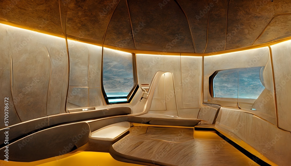 ภาพประกอบสต็อก Starship interior perpendicular straighton view of a ...
