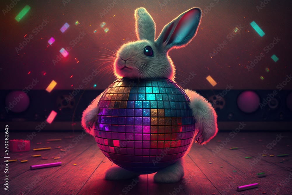 Disco bunny, concept of Glitter and Dancing, created with Generative AI ...