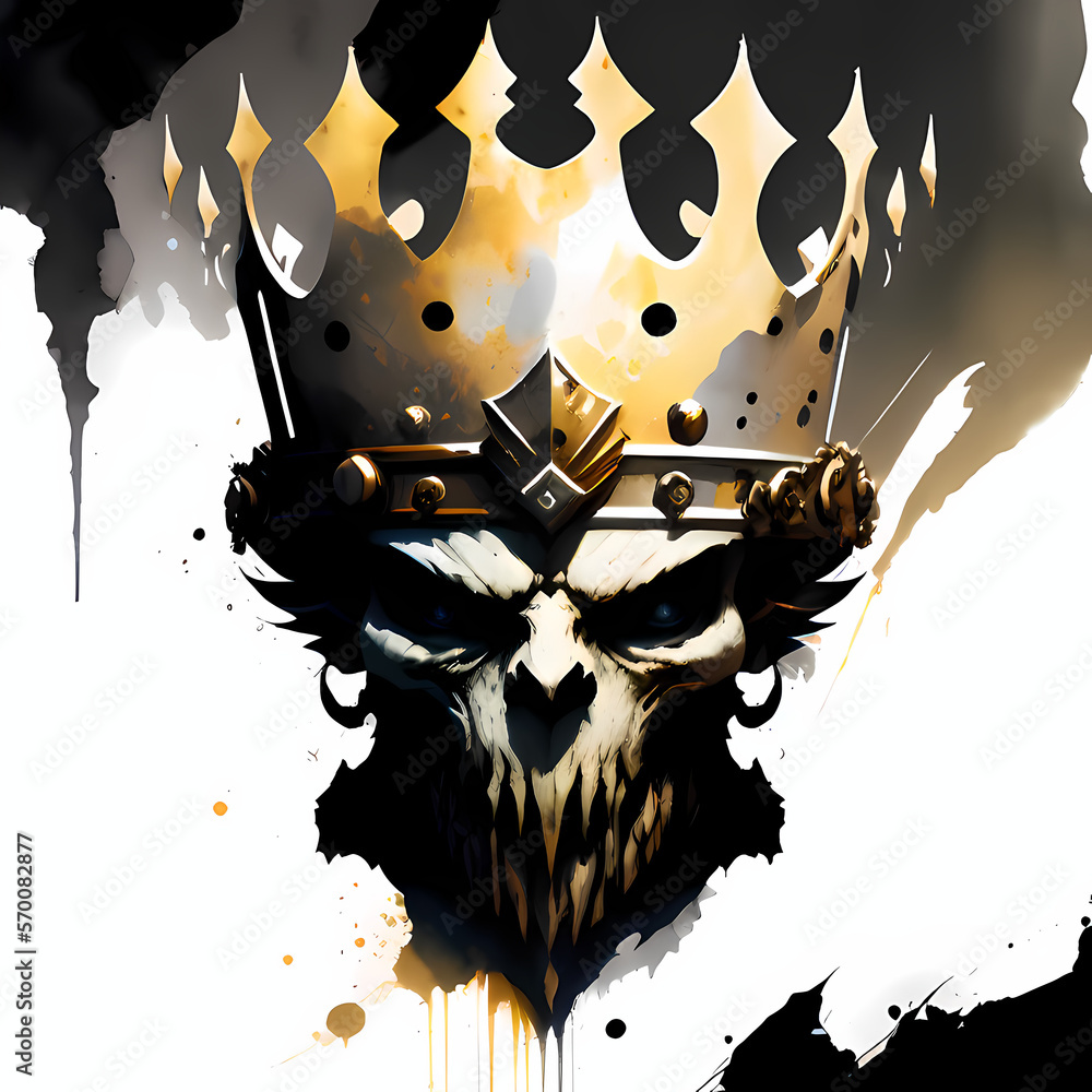 Logo icon, Undead demon lich in the spectral crown. Watercolor ...