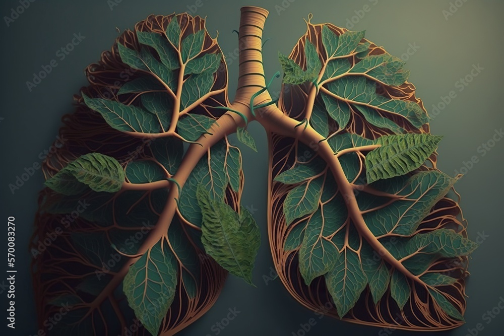 Human lungs are made from tree leaves, concept of Respiratory System ...