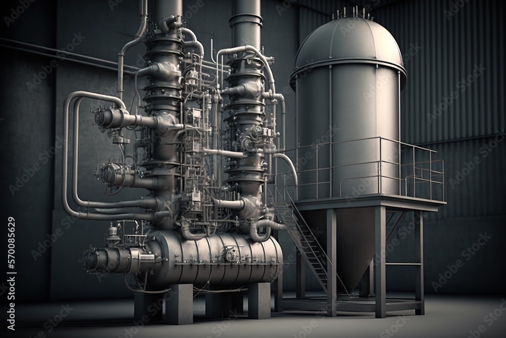 Chemical reactor in a factory producing high-pressure high-temperature ...
