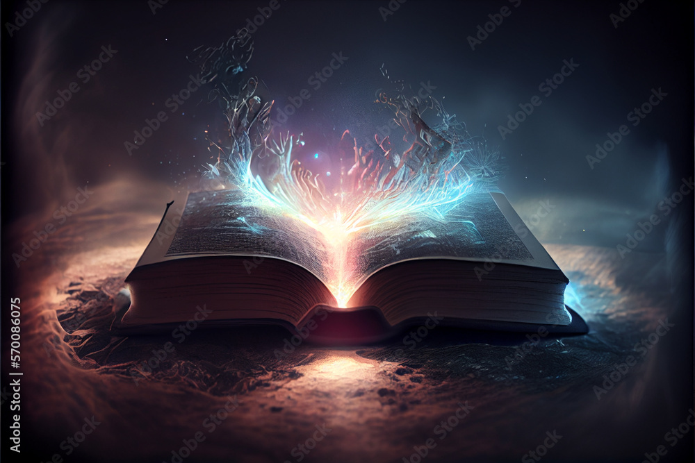 ancient magic book with spiritual energy flowing. Bible.An ancient book ...