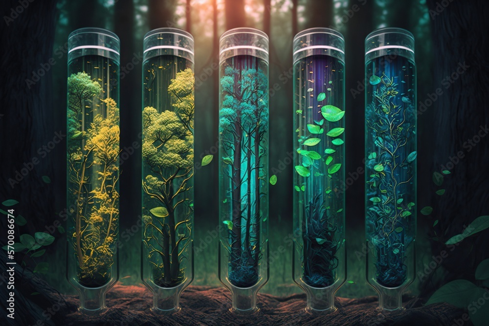 Test tubes in forest, concept of Laboratory and Nature, created with ...