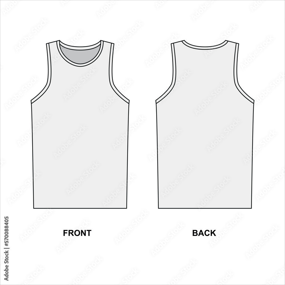 Outline vector drawing of a sports jersey on a white background. Basic ...