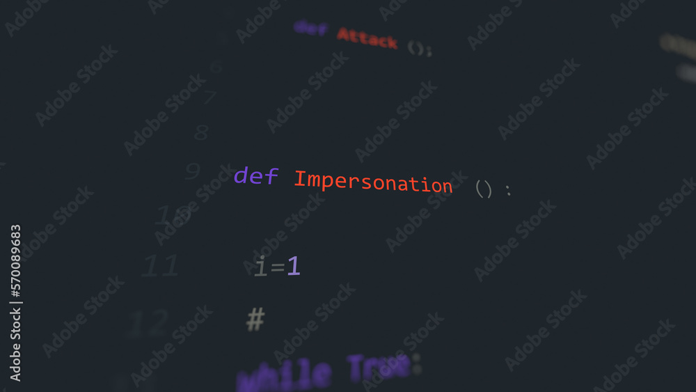 Cyber attack impersonation i.e. email spoofing vulnerability in text ascii art style, code on ...