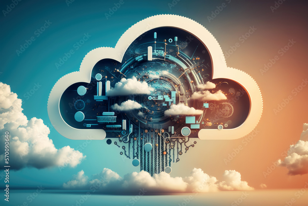 Cloud computing concept illustration - Generative AI Stock Illustration ...