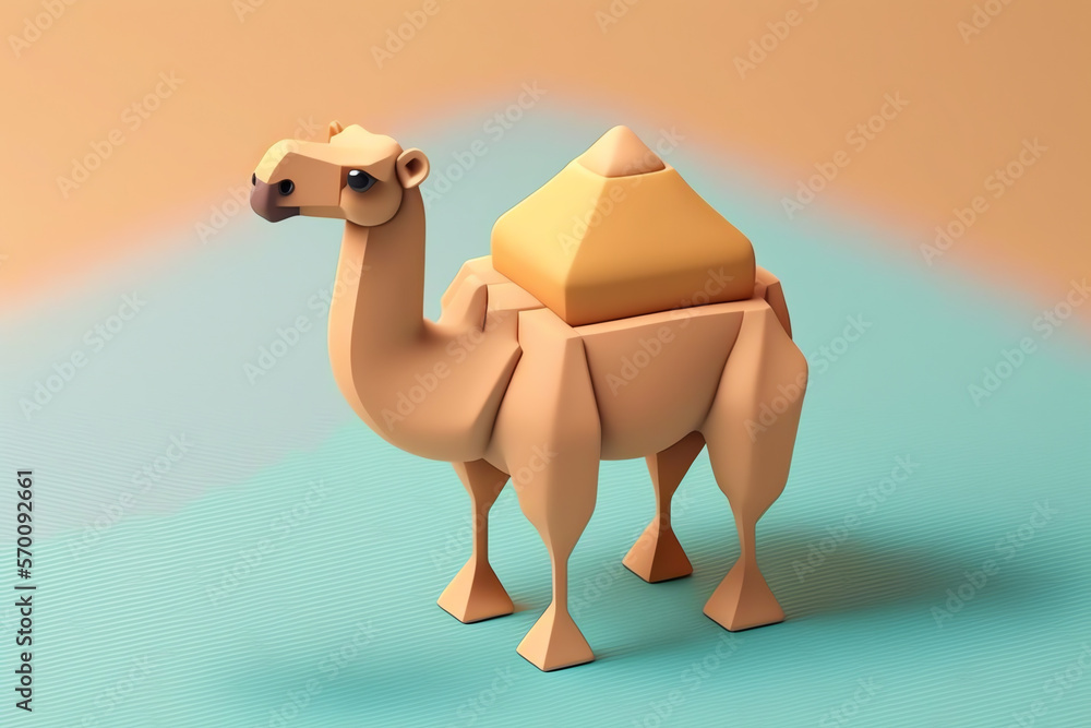 Cartoon camel with soft pastel color and a perfectly detailed entire ...