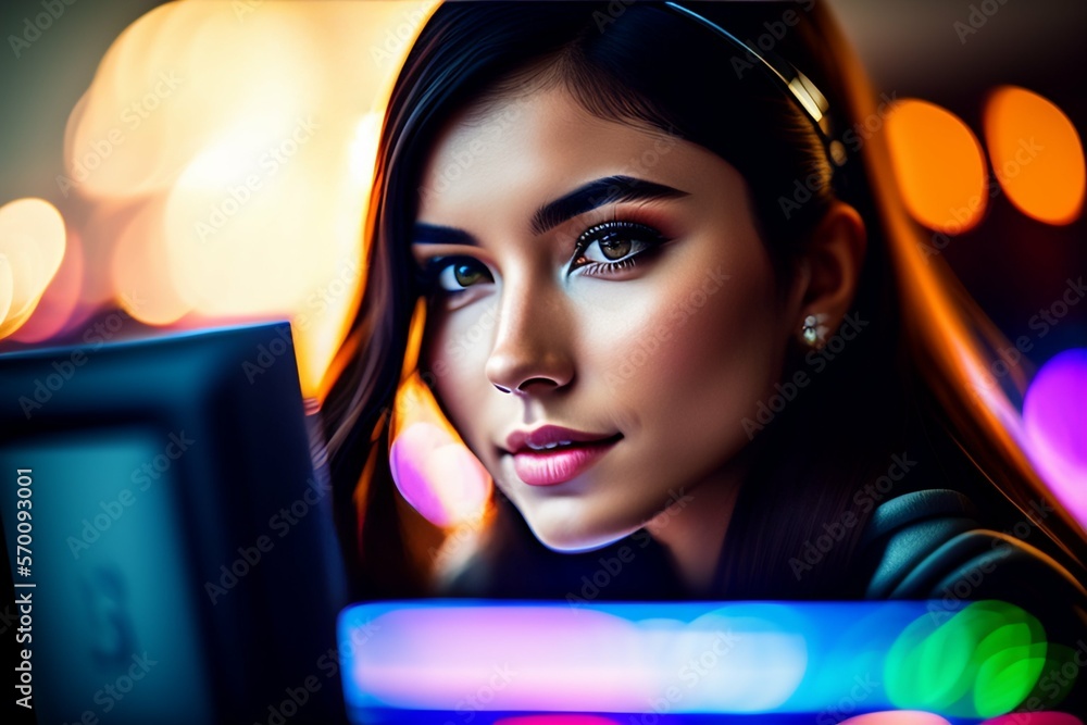 beauty women, a photorealistic, teenage girl on a computer created with ...