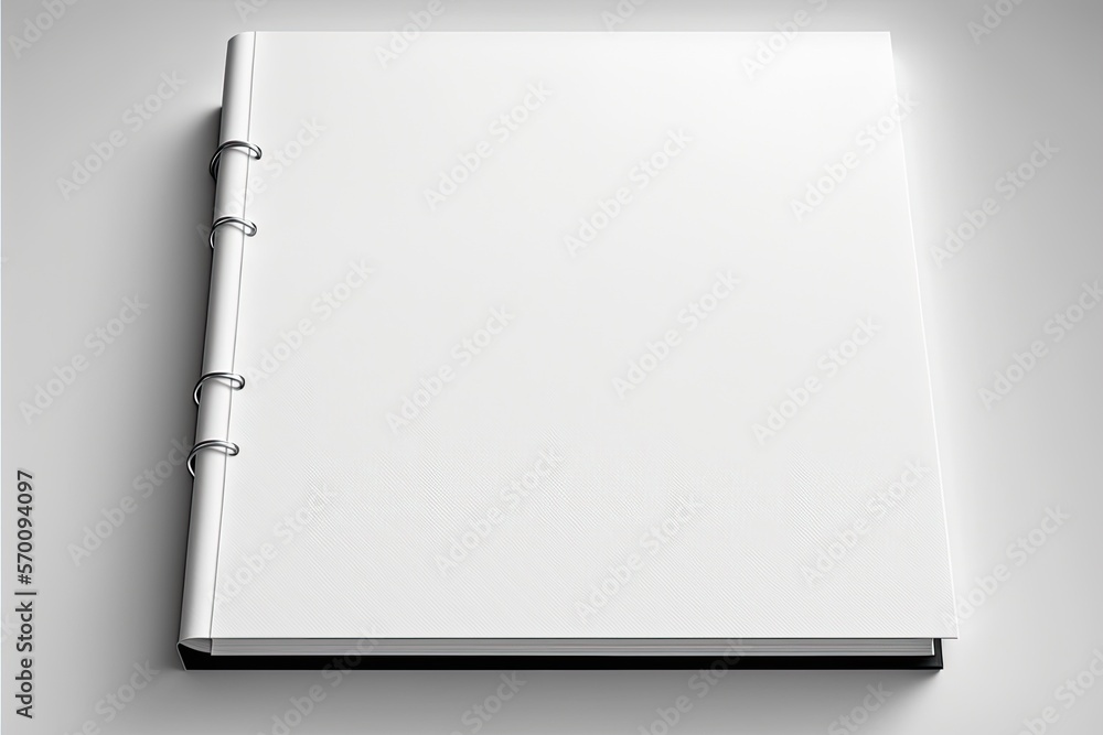 Blank open notebook / ring binder with white background, copyspace ...