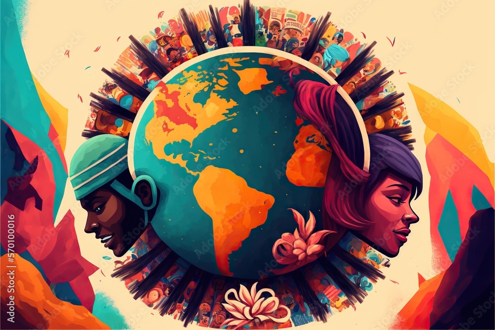 Creating an illustration of a unified global community, concept of ...