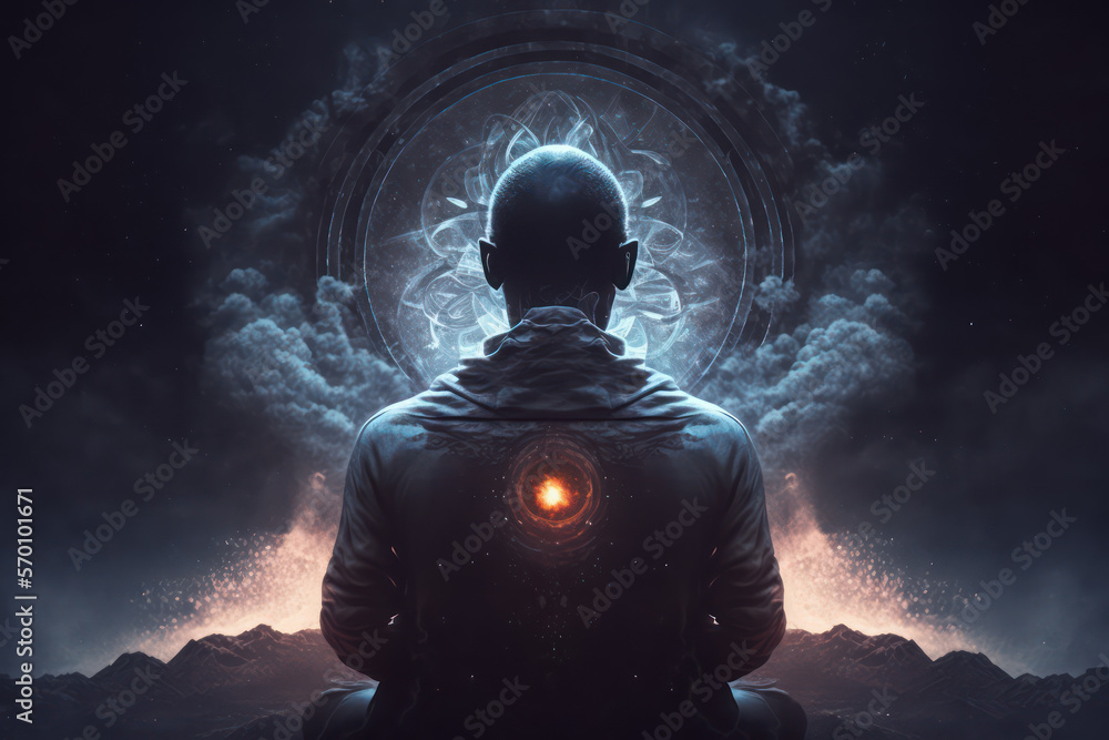 Astral connection, space meditation and universe mindfullnes lifestyle ...