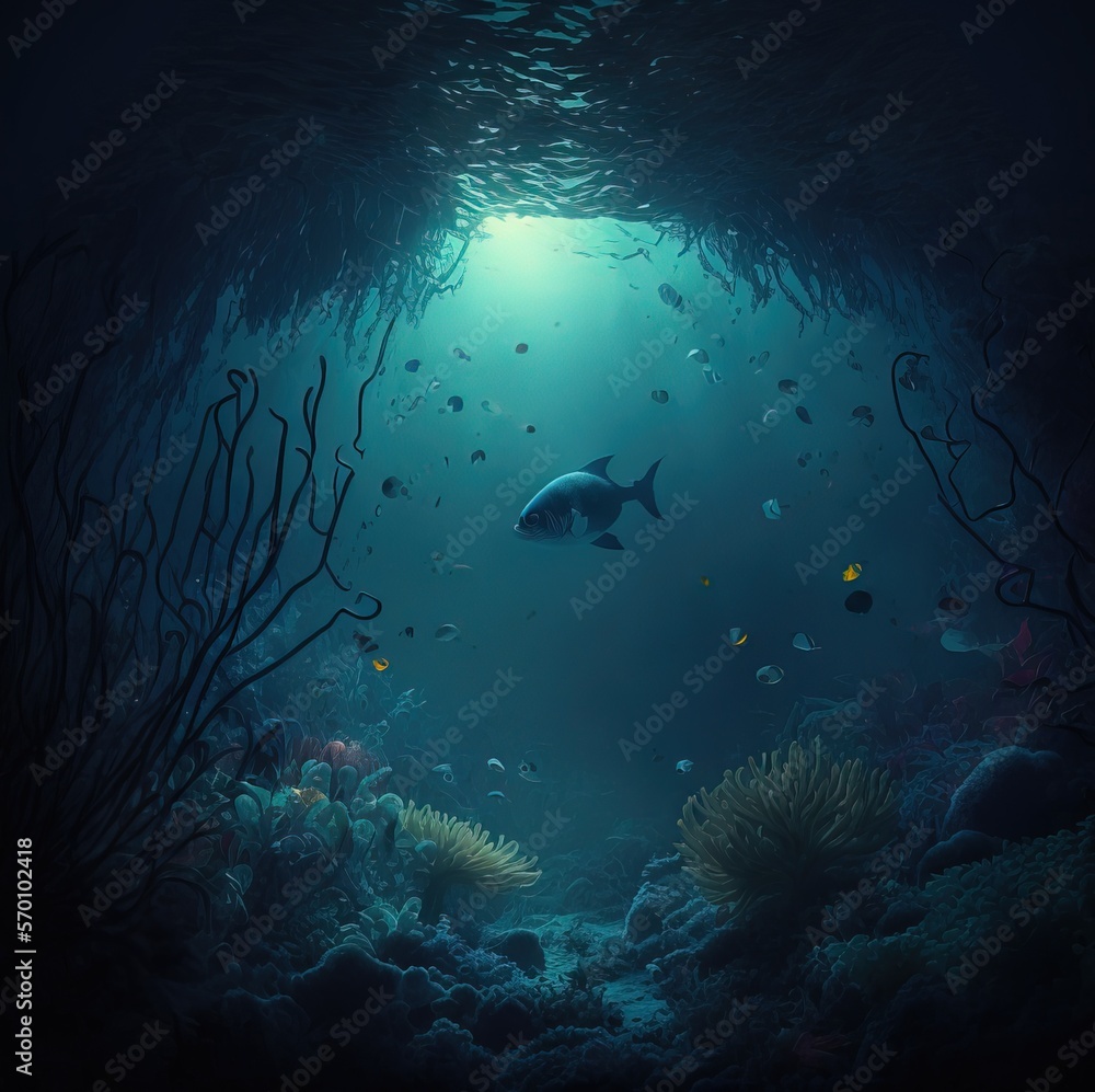 peaceful underwater crystal clear ocean reef. fish and other wildlife ...