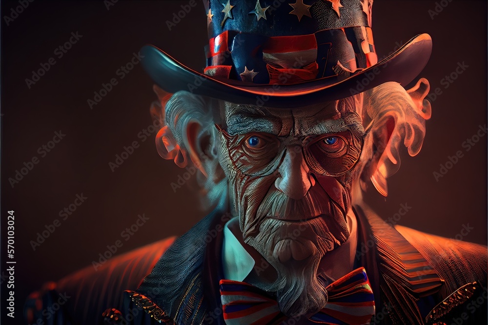 Evil Uncle Sam - Sinister elderly white political mascot wearing stars ...