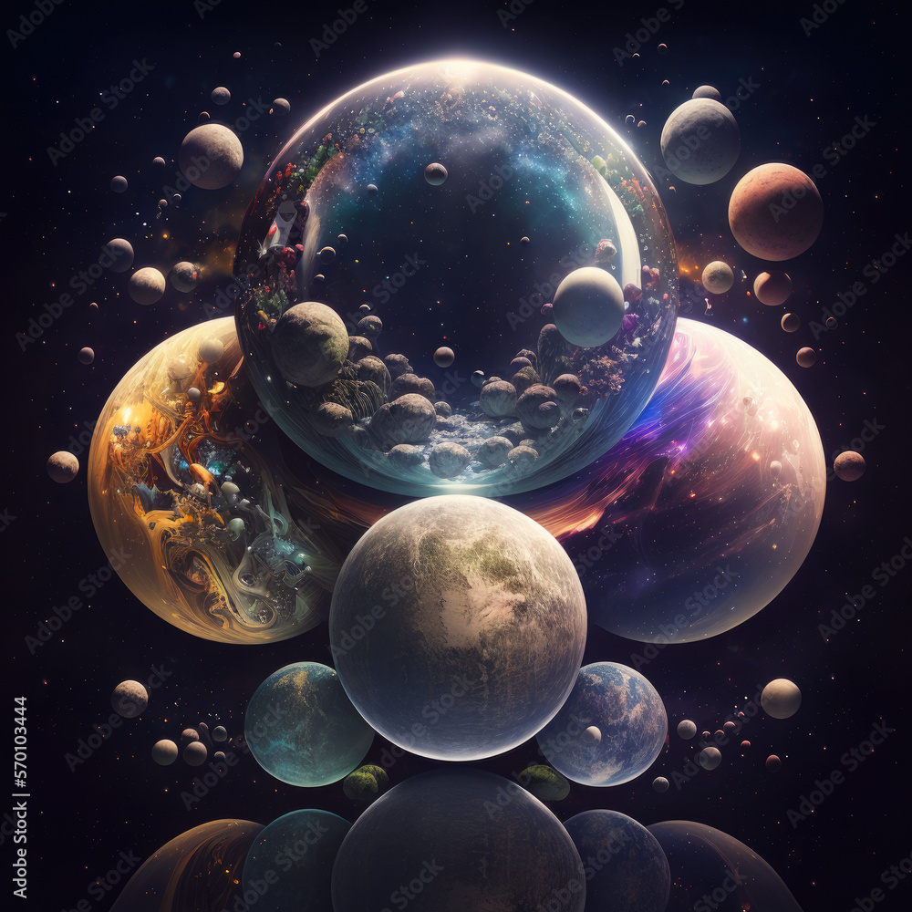 multiverse planets collapsing reflecting abstract image great for ...