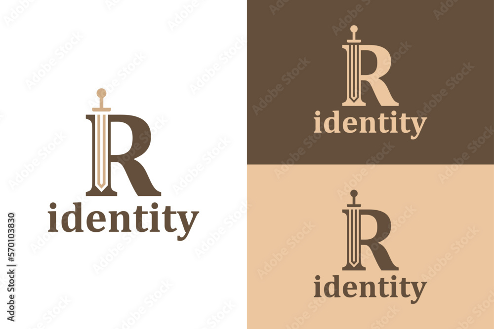 Letter R with sword combination concept. Very suitable for symbol, logo ...