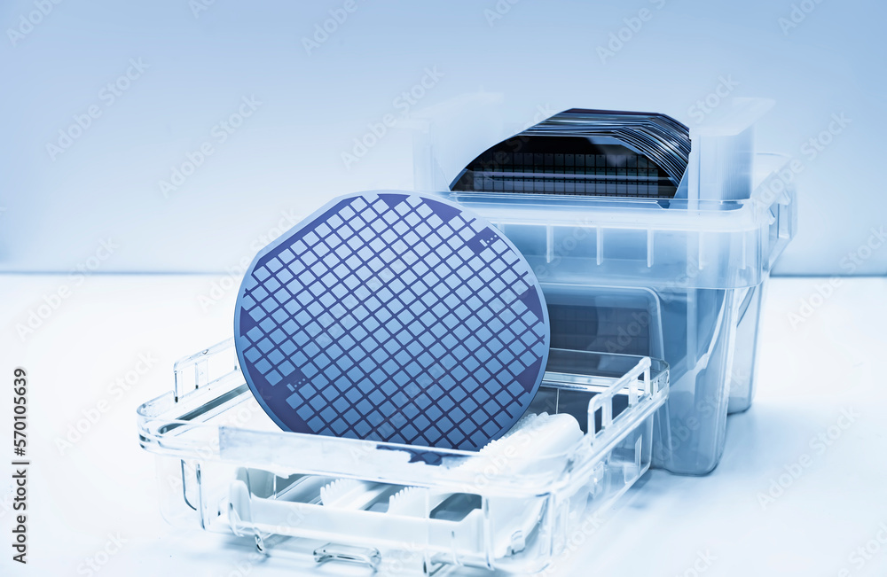 patterned silicon wafers in a universal pod. Electronic circuit designs ...