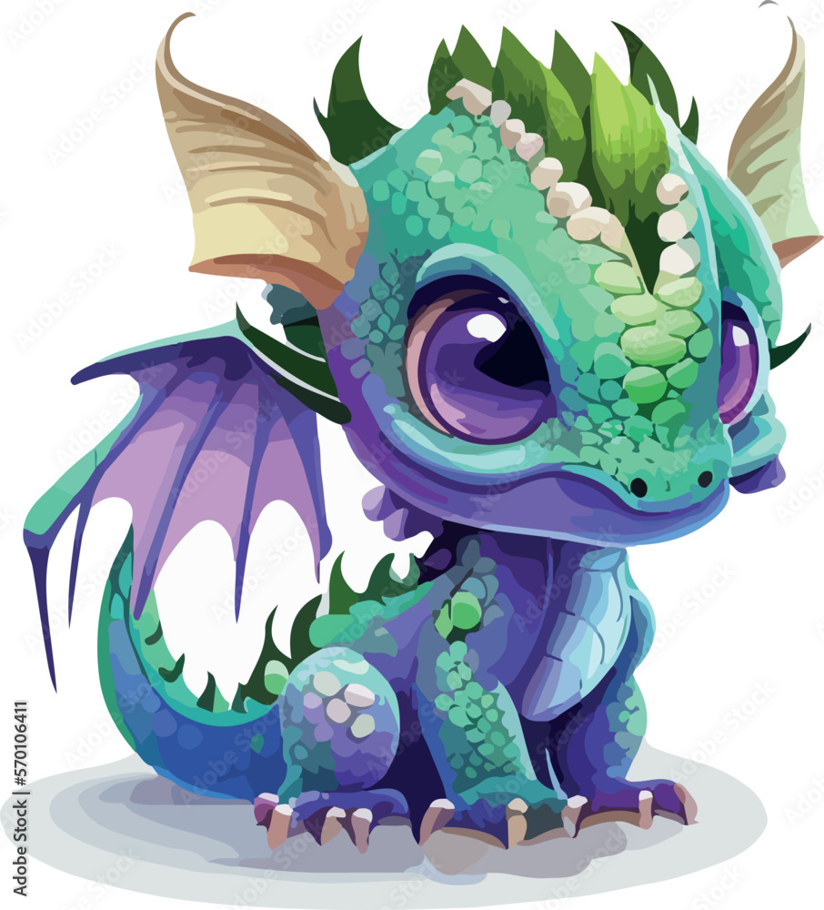 Cute green dragon vector illustration Stock Vector | Adobe Stock