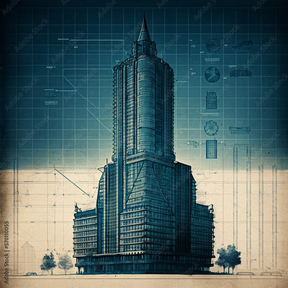 technical blueprints of a skyscraper Stock Illustration | Adobe Stock