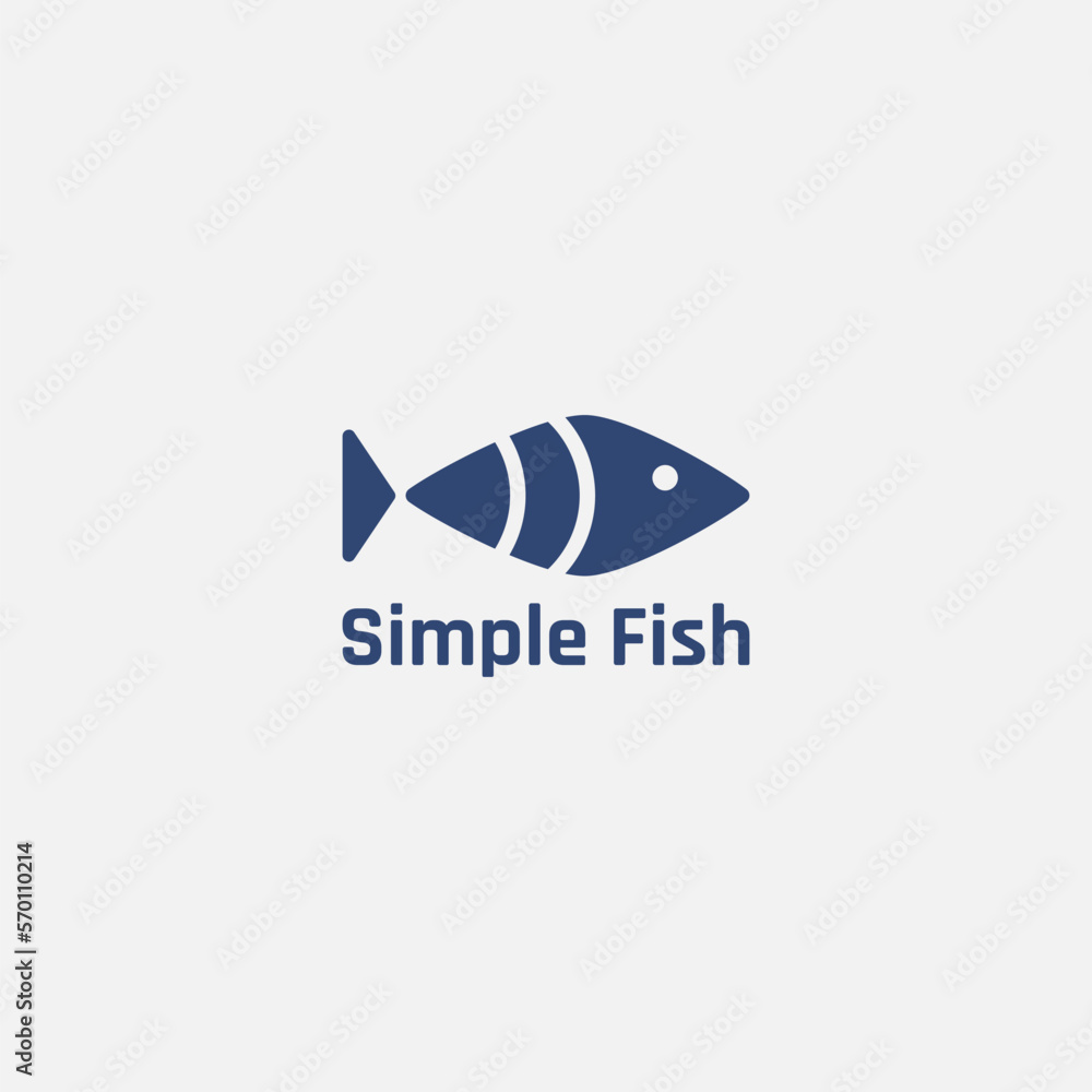 Simple fish logo with two lines. Stock Vector | Adobe Stock