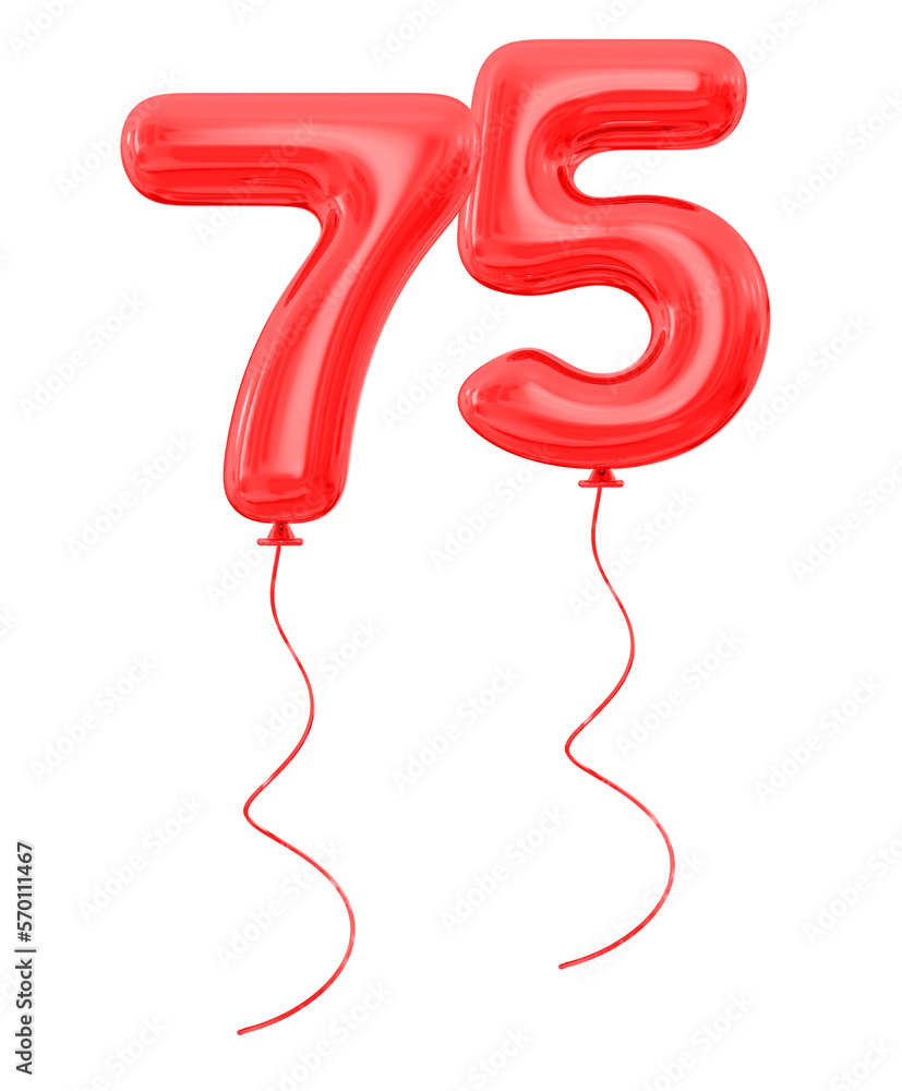 75 Red Balloon Number Stock Illustration | Adobe Stock