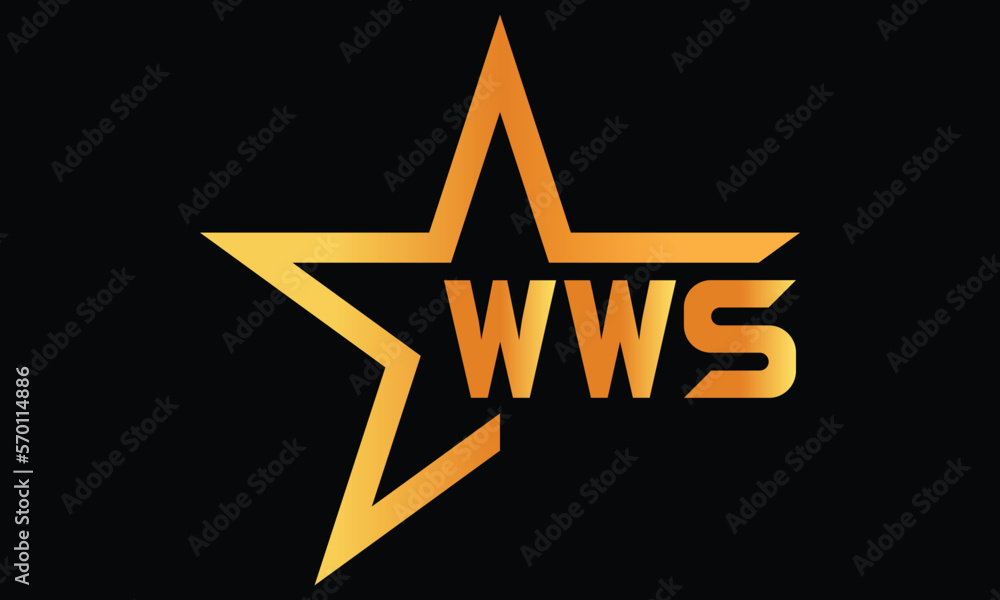 WWS golden luxury star icon three letter logo design vector template ...