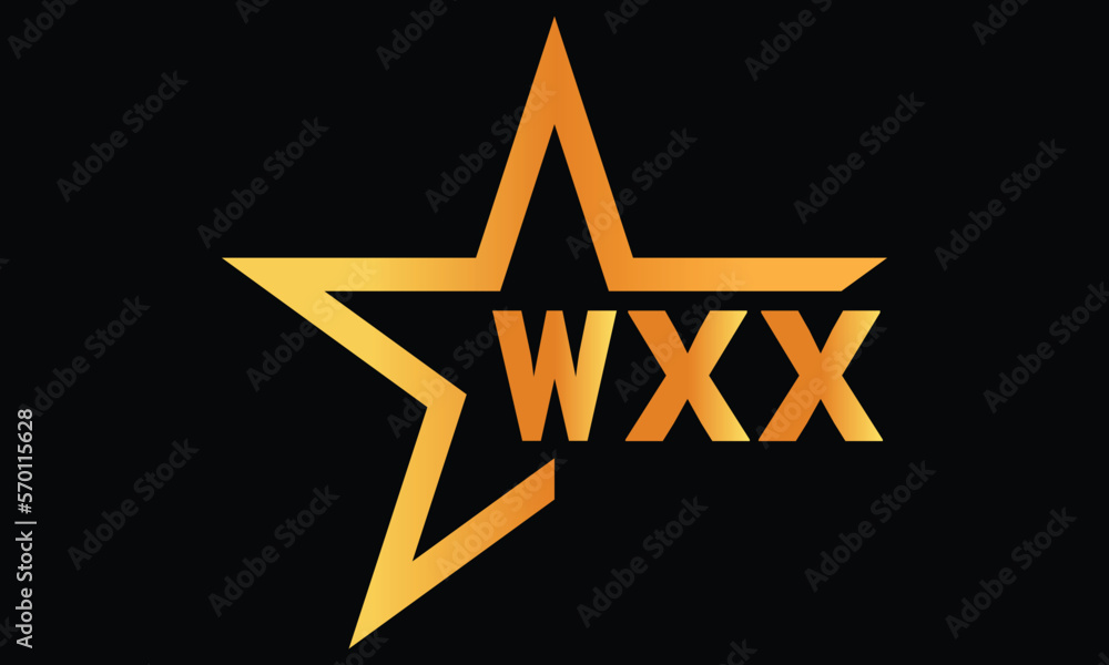 WXX golden luxury star icon three letter logo design vector template ...
