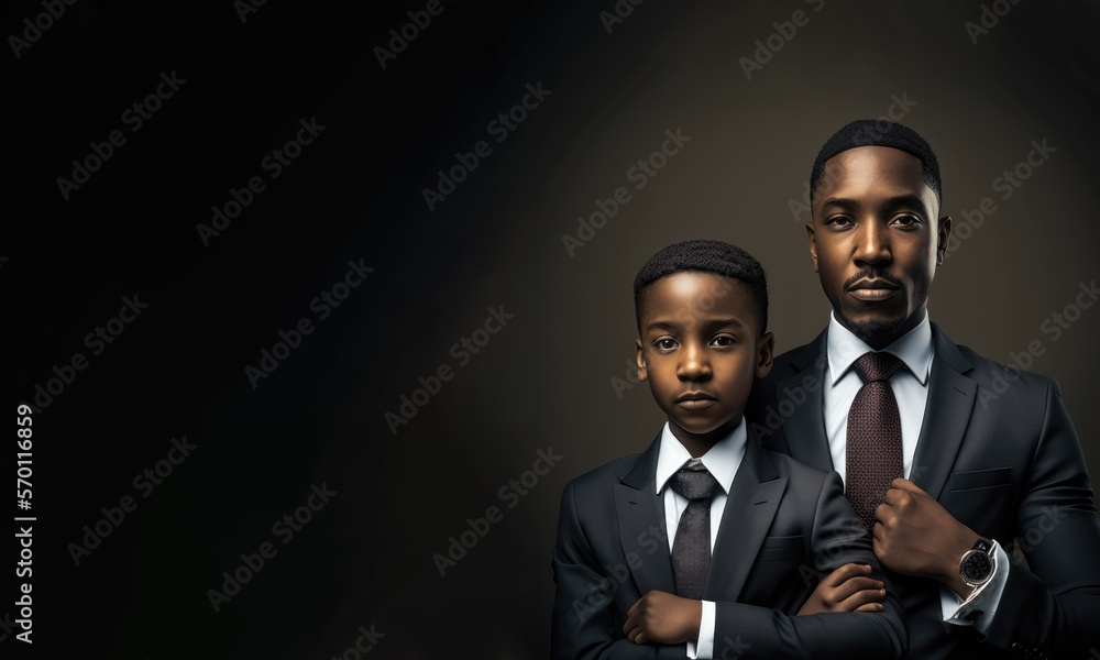 Black African American Father Son Portrait. Successful Powerful Dad ...