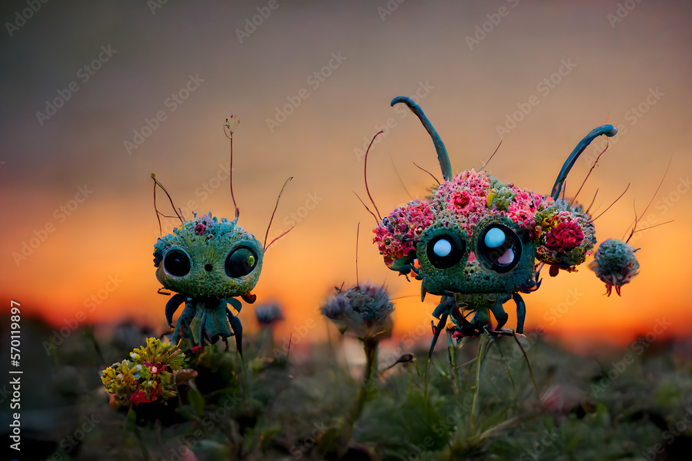 The cutest most adorable little alien bug critter beetle during sunrise ...