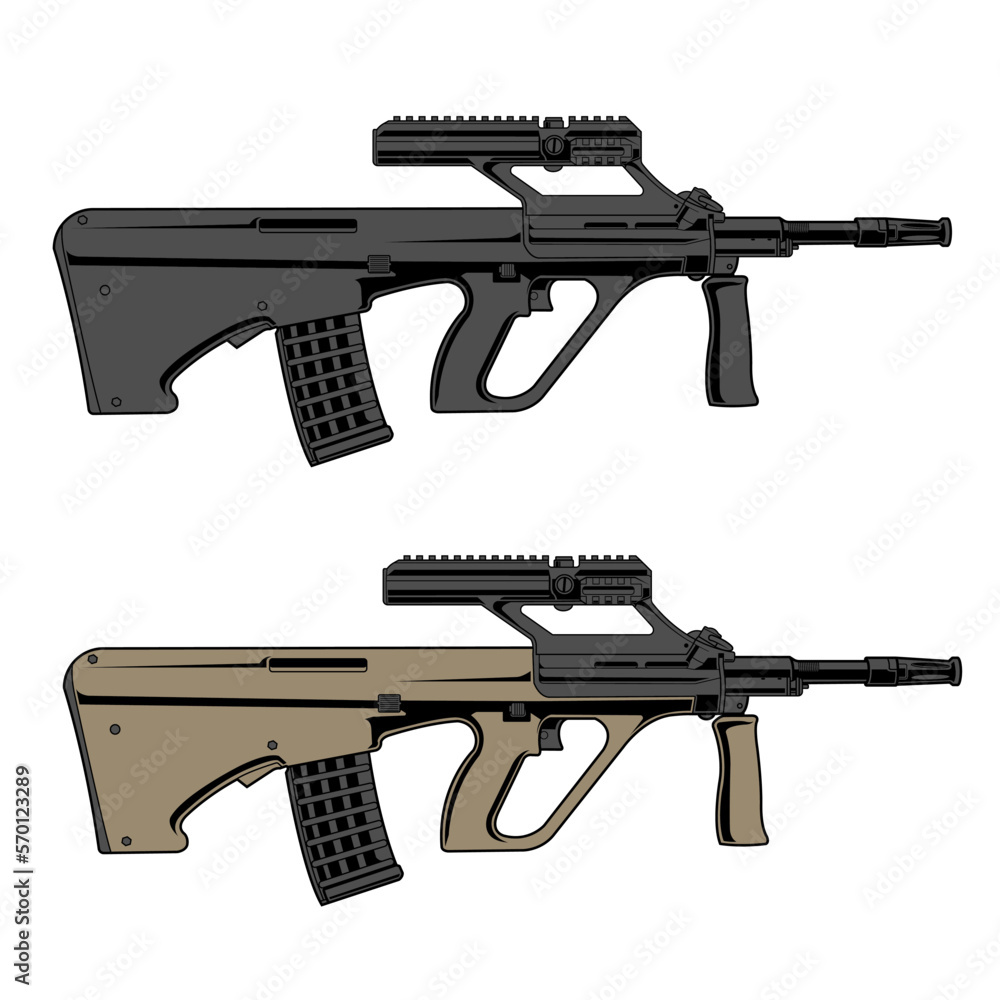 two versions of the AUG gun design are gray and brown-grey Stock Vector ...