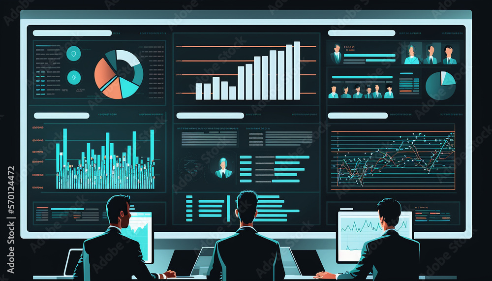 Group of analyst illustration analyzing data and creating insight ...