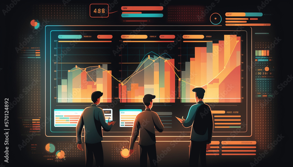 Group of analyst illustration analyzing data and creating insight ...