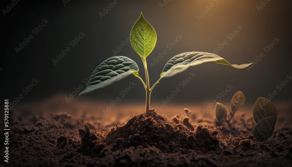 developing plant, New life idea. fresh, seed, image with a modern ...